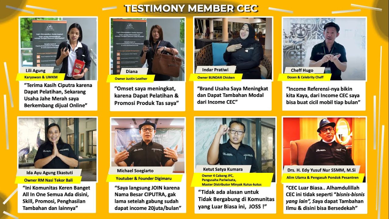 TESTIMONY PARA MEMBER CIPUTRA ENTREPRENEURS CLUB - YouTube