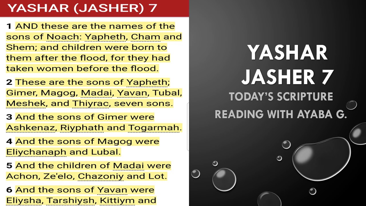 Yashar-Jasher-Chapters 6-8 - YouTube