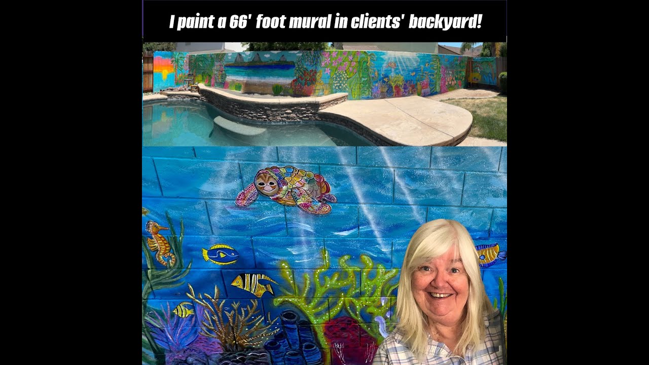 I am commissioned to paint a 66 foot backyard mural! - YouTube