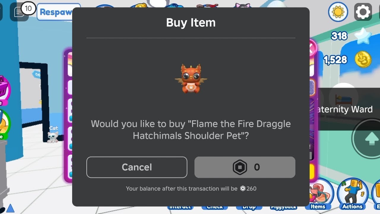 getting flame the fire draggle hatchimals shoulder pet [Roblox ugc ...