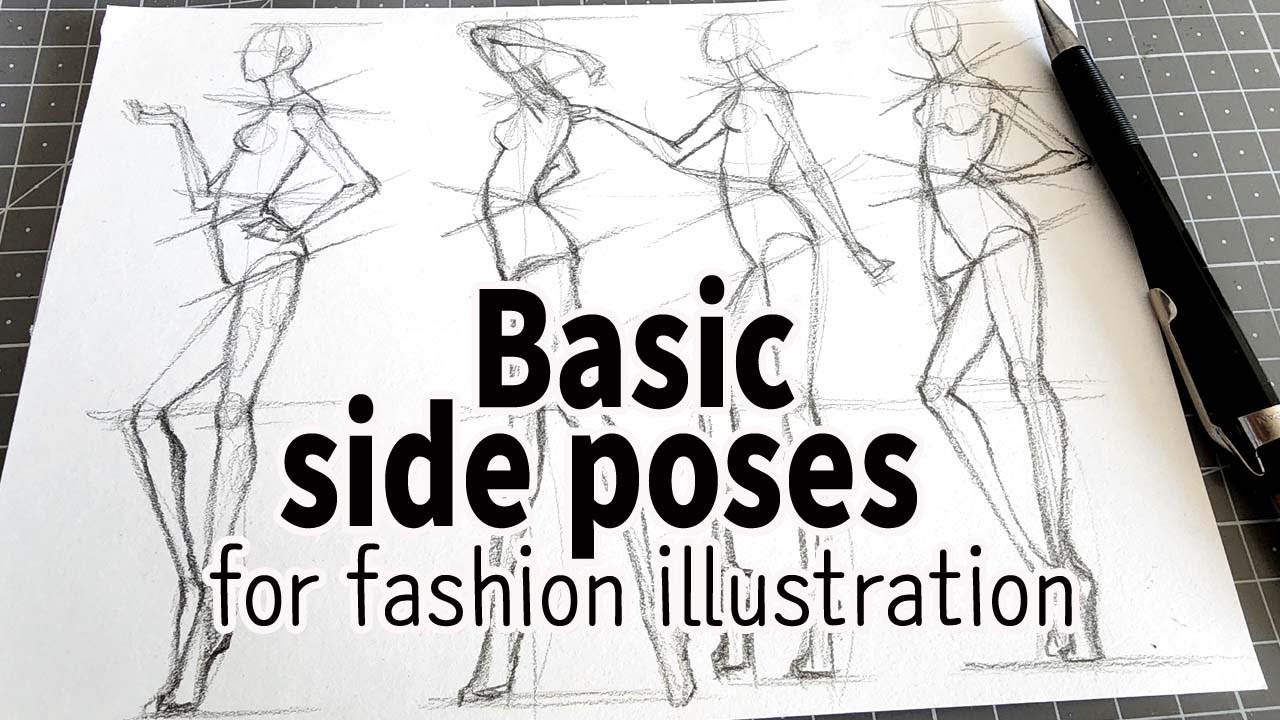 Basic side poses for fashion illustrations 1_패션일러스트를 위한 옆모습 1 - YouTube