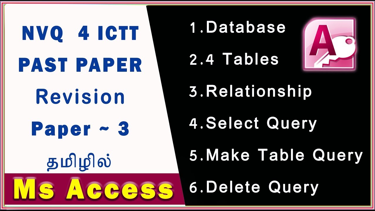 Access Past Paper with 4 Tables in Tamil | NVQ Level 4 ICTT | Paper ~3 ...