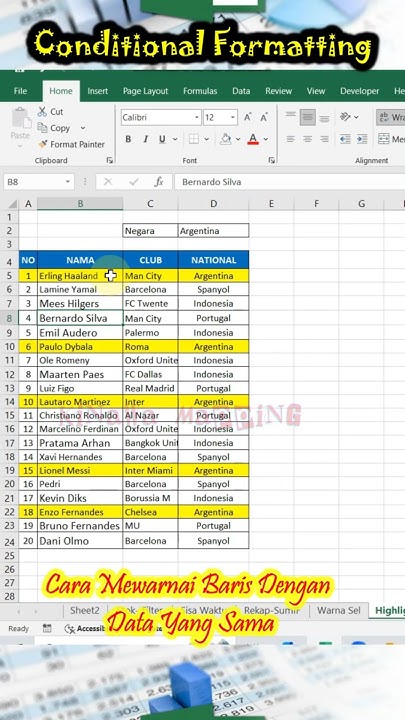 Cara Mewarnai Baris Tabel Dengan Data Yang Sama di Excel #Conditionalformatting #belajarexcel ...