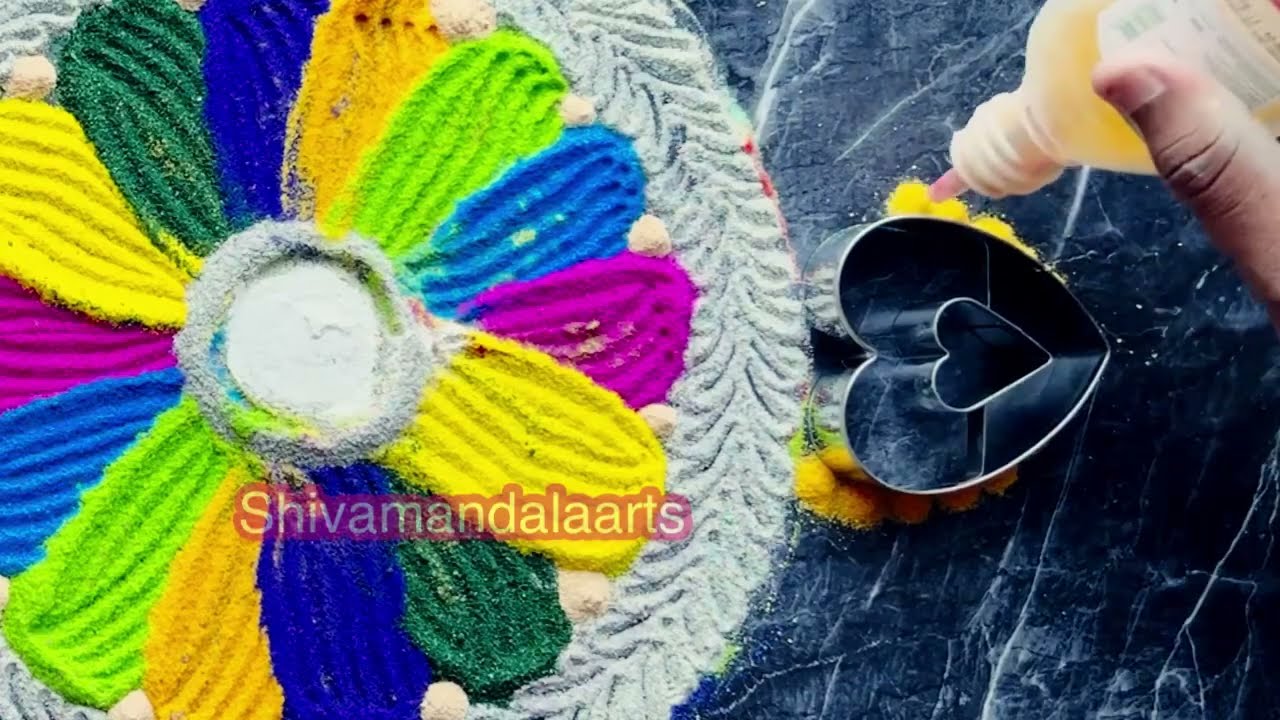 Easy rangoli art | colourful rangoli | sand rangoli art | easy kolam ...