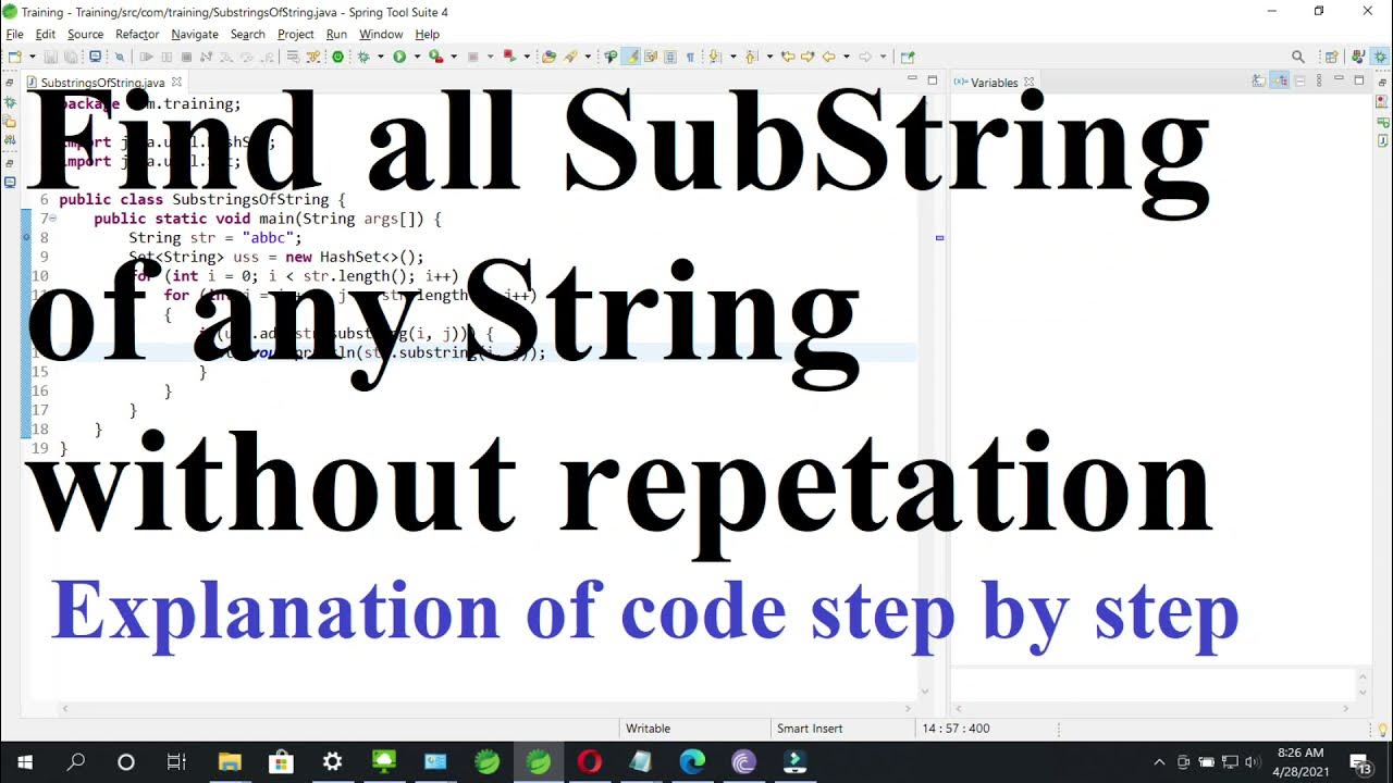 Find all the substring of any string without repetitions. - YouTube