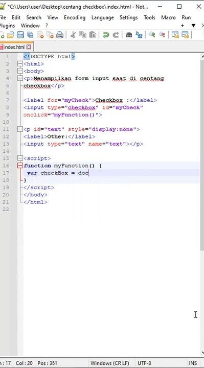 MENAMPILKAN FORM INPUT SAAT DI CENTANG CHECKBOXNYA MENGGUNAKAN JS #javascript #short #shorts ...