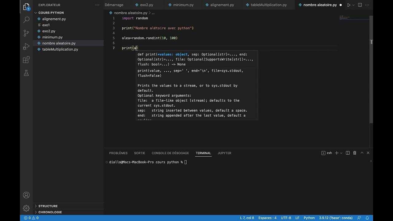 Nombre aléatoire avec python - YouTube
