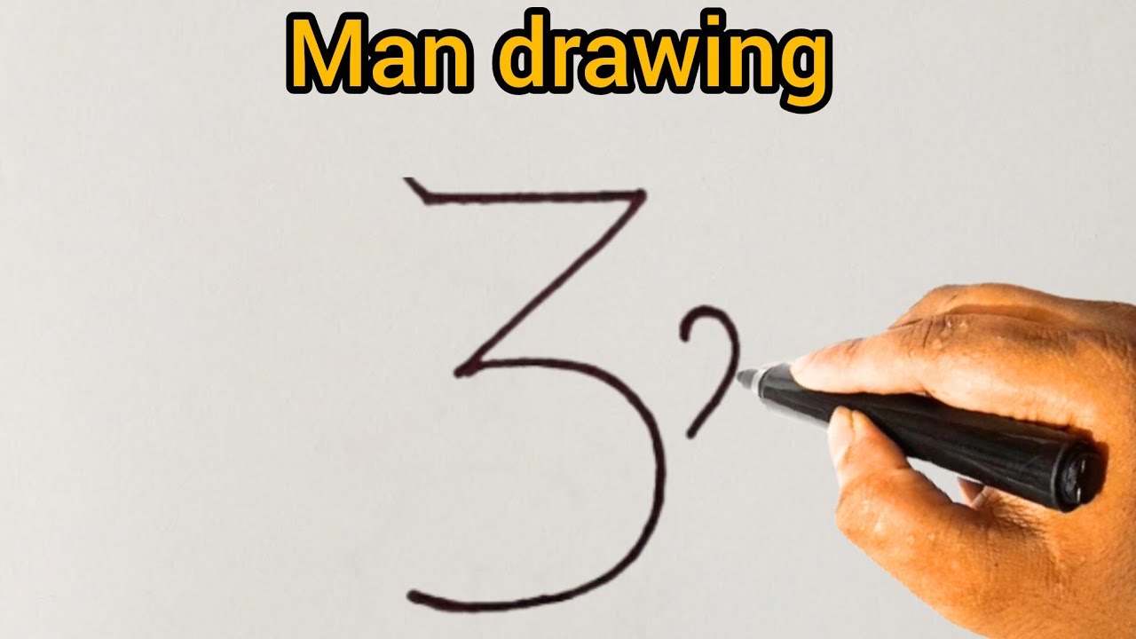 How to draw a boy from number 3 easy | Easy Boy drawing step by step ...