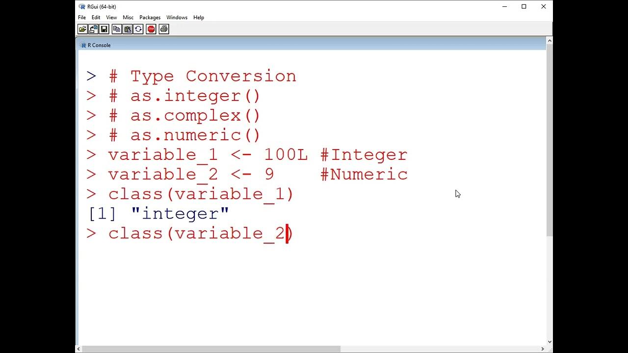 r language type conversion numeric integer complex - YouTube