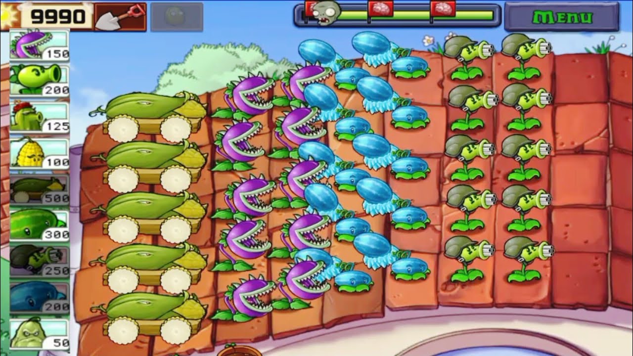 Pvz - Cob , Chomper , Winter Melon , Gatling Pea vs All Zombies Full ...