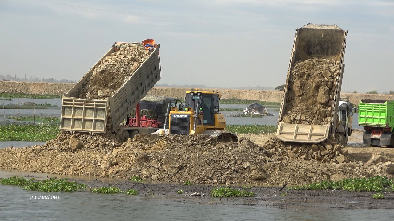 Good Land Filling up Project with Special Machinery Bulldozer and Dump ...