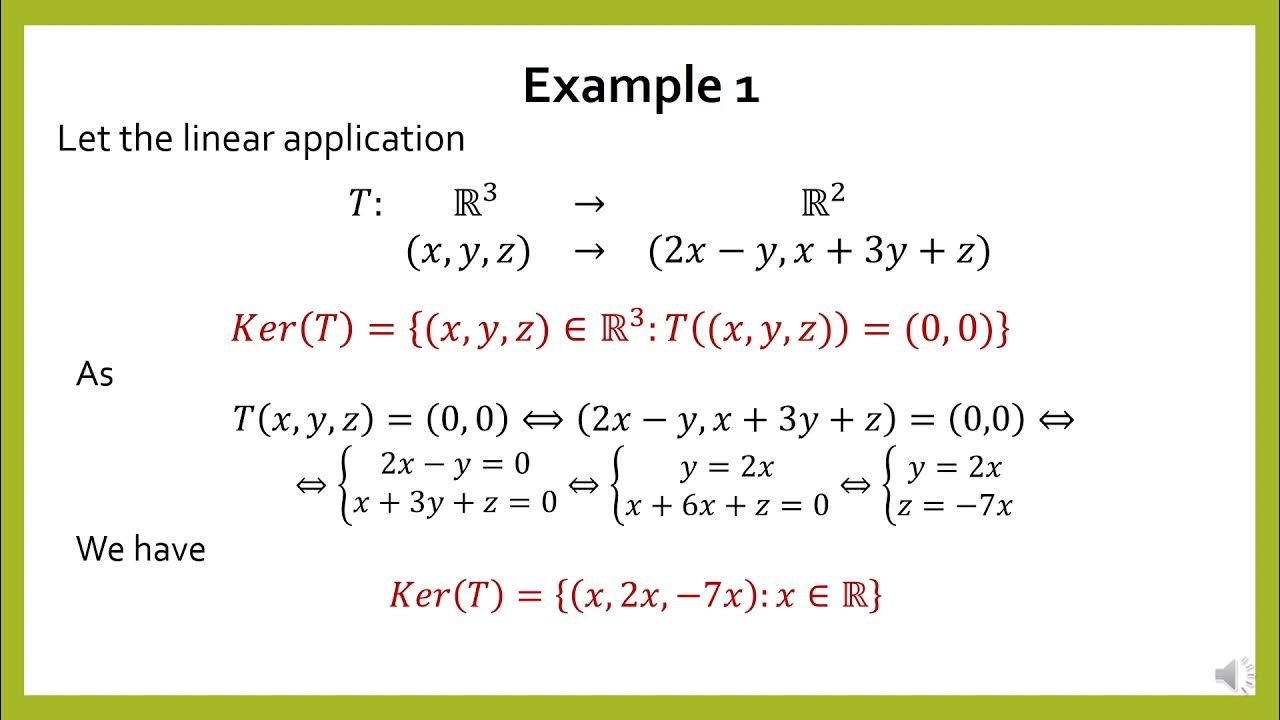 Kernel and Range of a Linear Application - YouTube