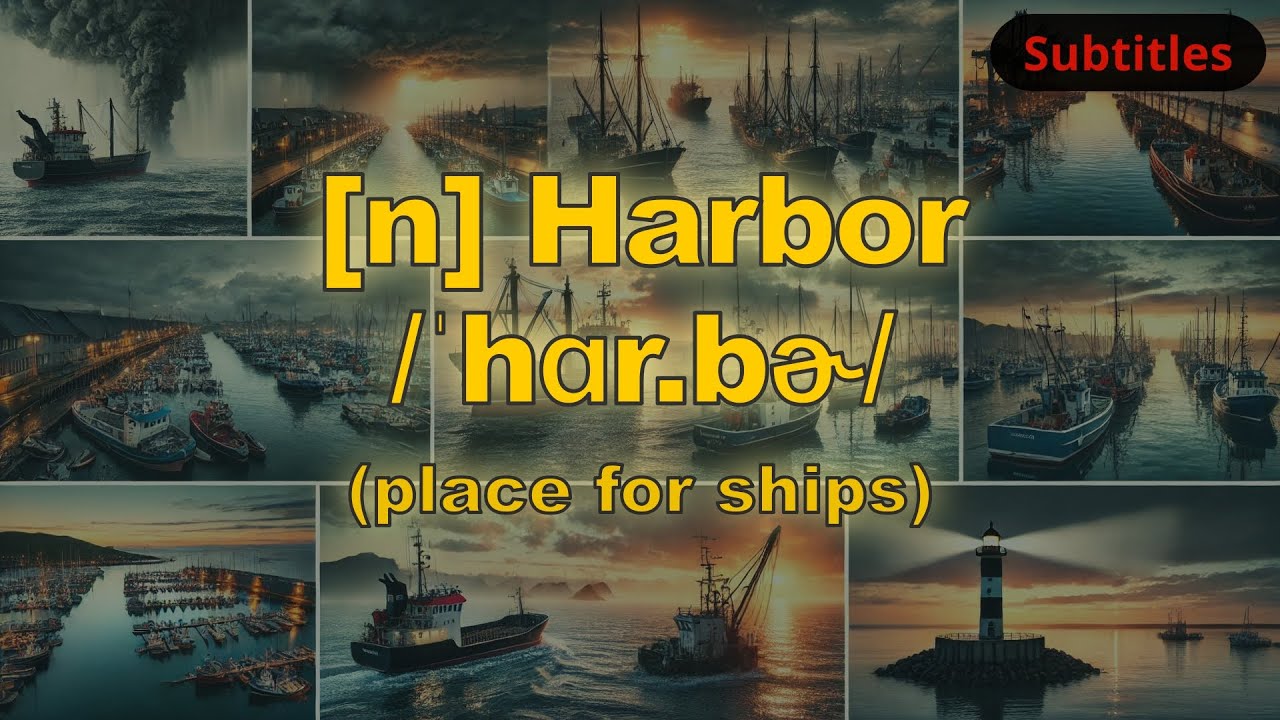 [n] Harbor meaning (place for ships) with 5 examples - YouTube