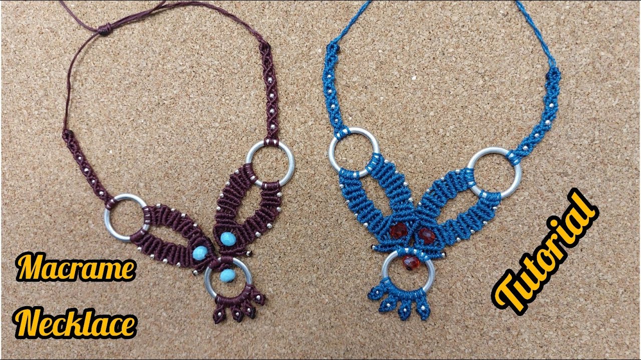 DIY Tutorial How to make a necklace macrame with beads|Μακραμε κολιε με ...
