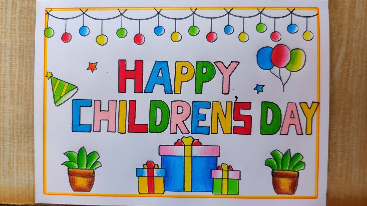 Children's day drawing easy| Beautiful 😍 Children's day Card drawing ...