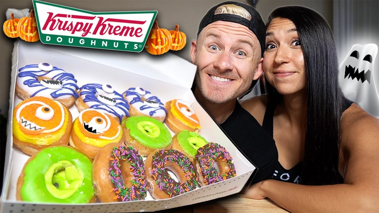 WE ATE THE LIMITED EDITION HALLOWEEN DOUGHNUTS AT KRISPY KREME! - YouTube