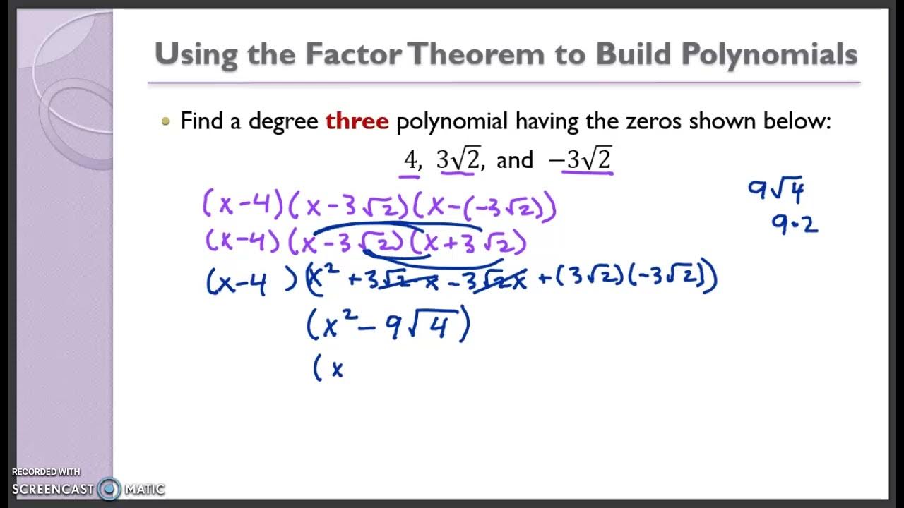 Finding a polynomial of a given degree with given zeros: Real zeros - YouTube