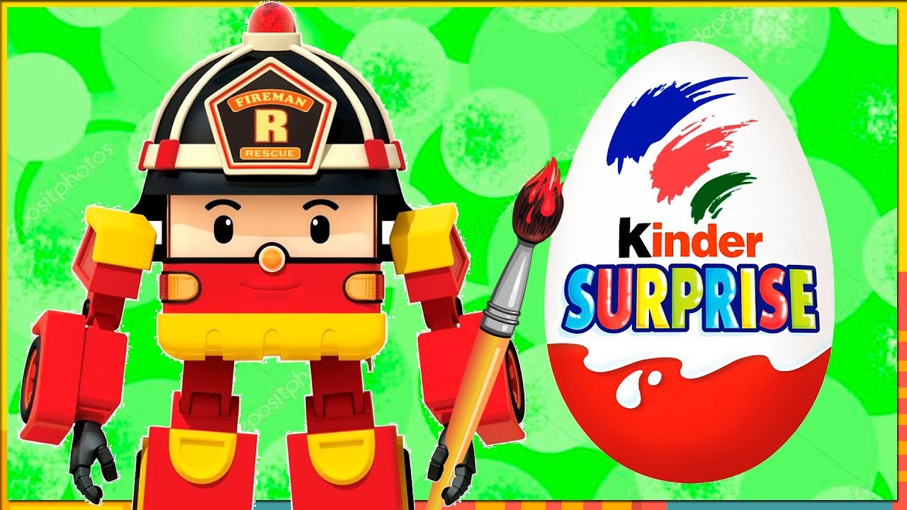 Мультик. Учим цвета с Робокар Поли. Открываем киндеры. Learn Colors ...