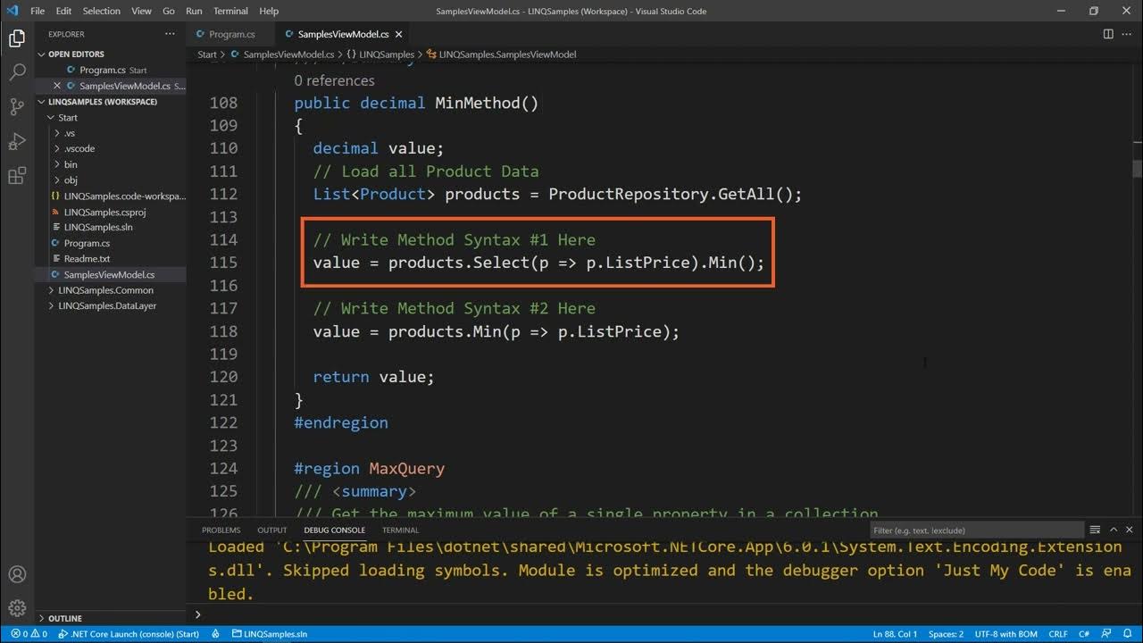 LINQ: Using the LINQ Min() and Max() Methods - YouTube