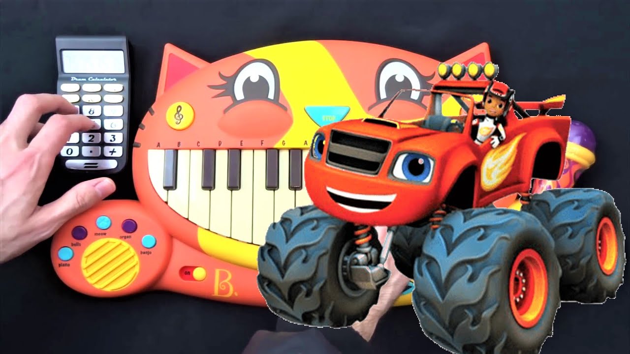 BLAZE AND THE MONSTER MACHINES THEME SONG ON A CAT PIANO AND A DRUM ...