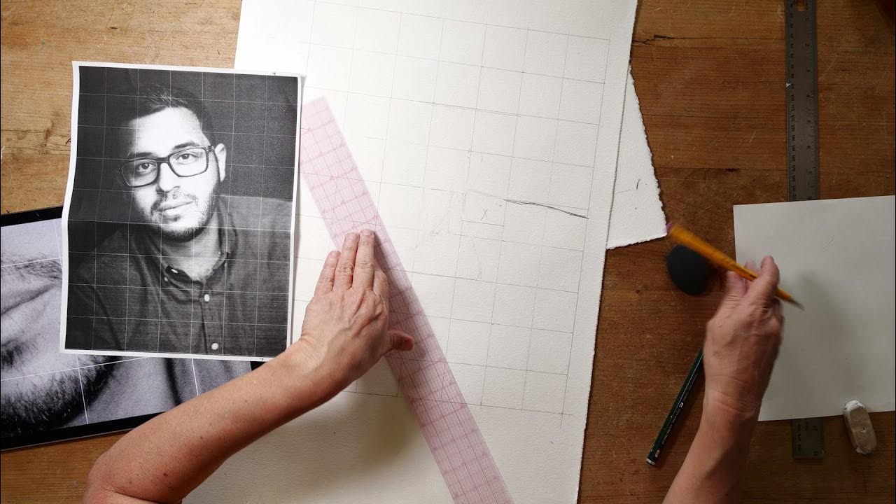 Grid drawing (Chuck Close technique) - YouTube