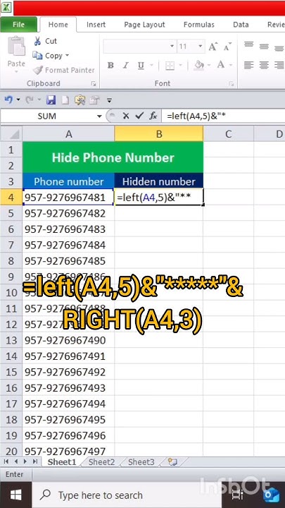 Hide phone number in Excel #excel #exceltips #shorts - YouTube