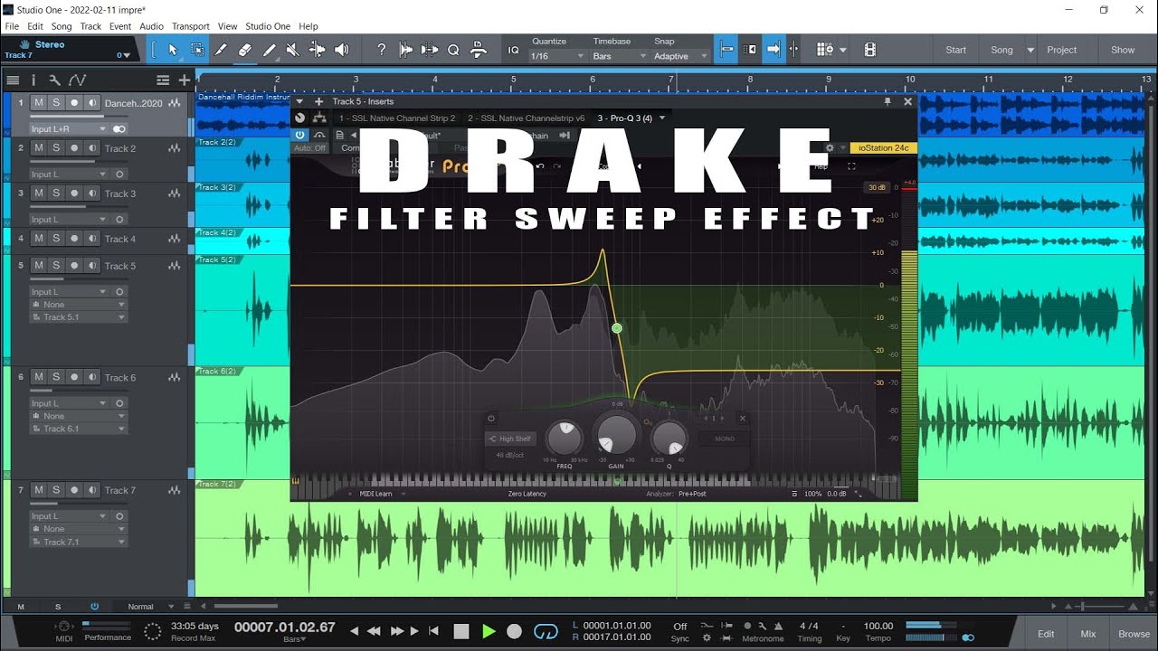Studio One 5 - Drake Filter Sweep Effect / Drake Underwater Effect ...