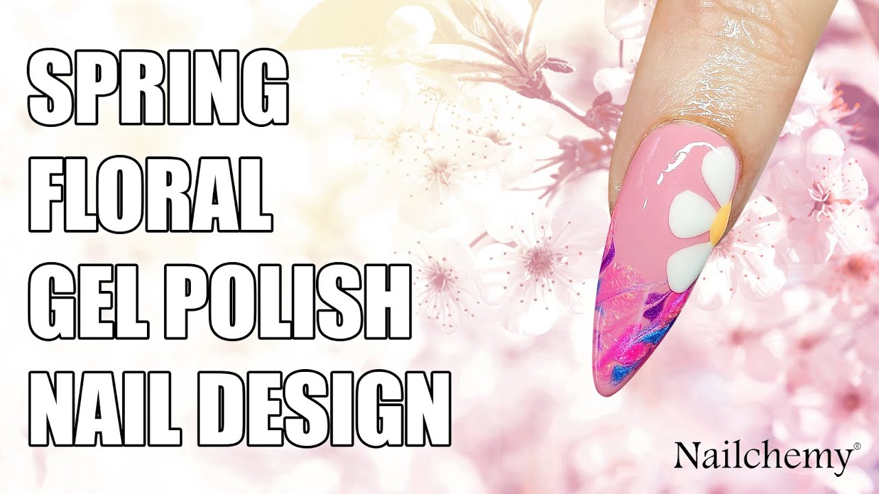 Spring Floral Gel Polish Nail Design - YouTube