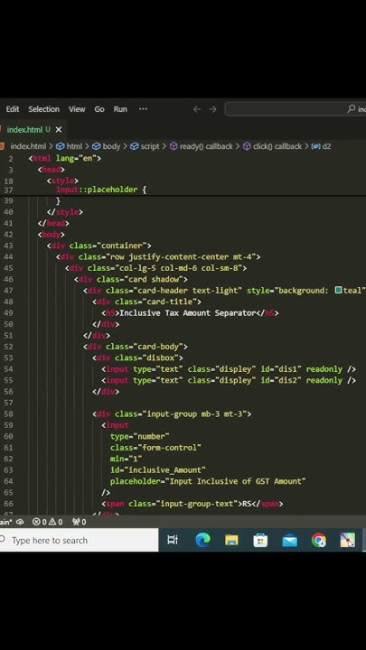 Inclusive GST Amount separator calculator making using jquery - YouTube