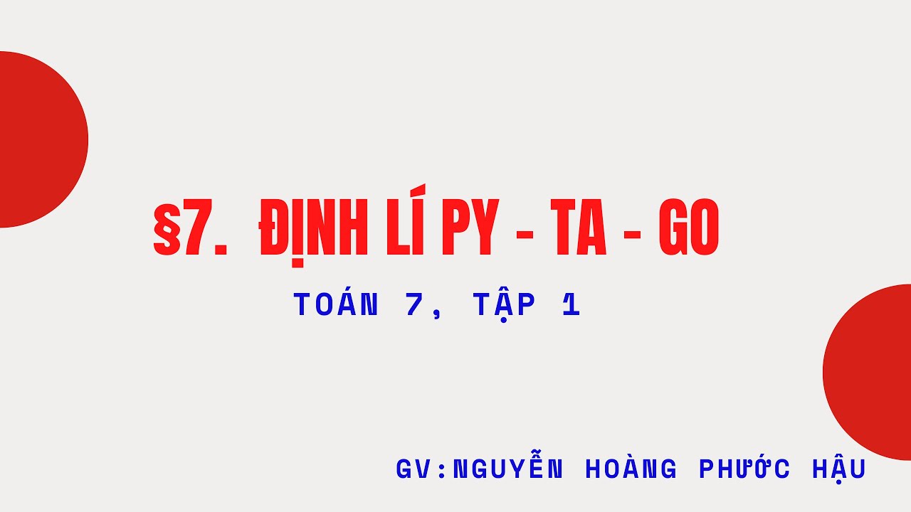 Toán 7 - Bài 7. Định lý Py Ta Go - YouTube
