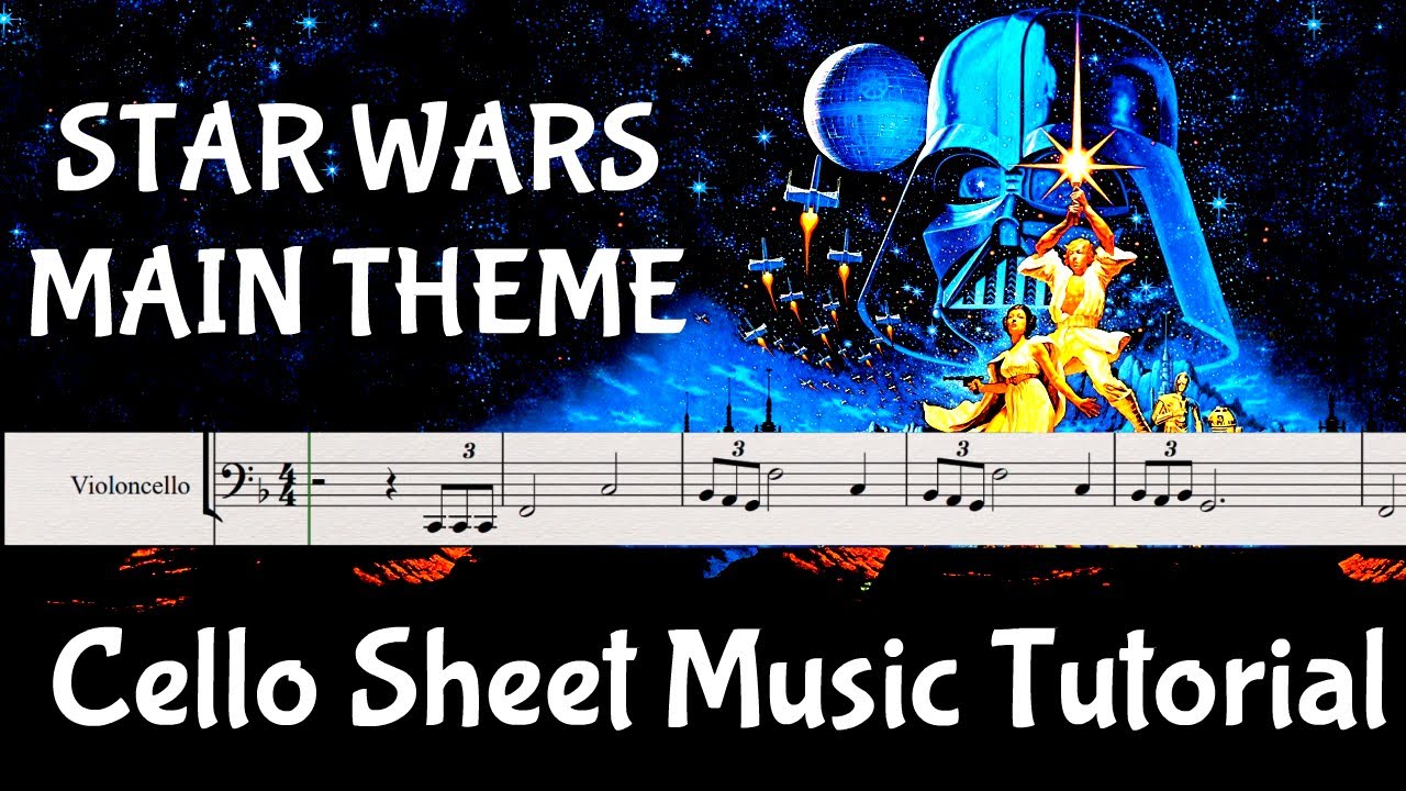 Star Wars Main Theme Easy Cello Sheet Music Tutorial Youtube