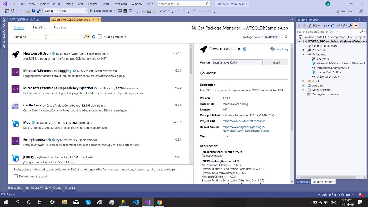 Uwp And Sql Part 2 Setup An Uwp Project Youtube