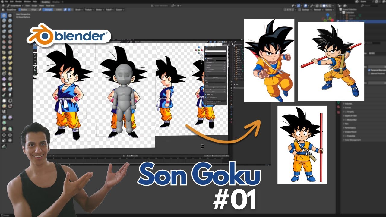 (Day 1) Blender Sculpting: Son Goku (Dragon Ball Daima) - Research and ...