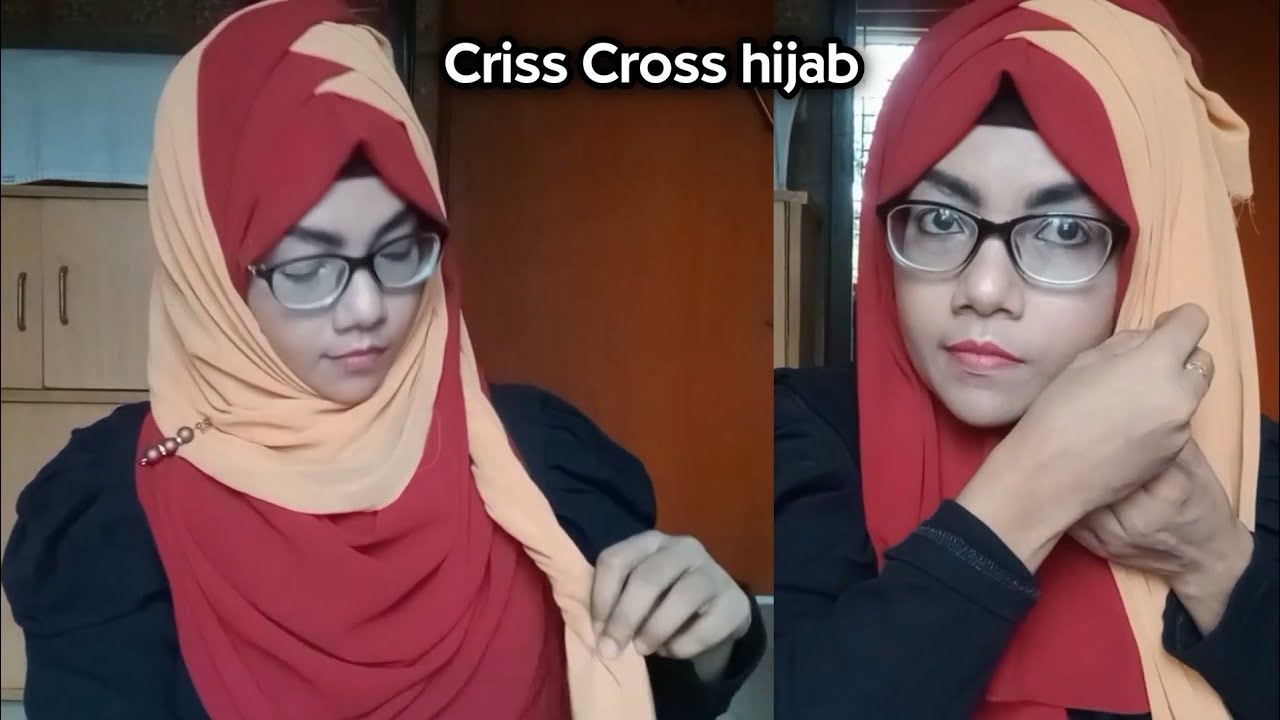 How to Wear Criss Cross Hijab With Chiffon Jorjet Hijab | Criss Cross hijab Tutorial # ...