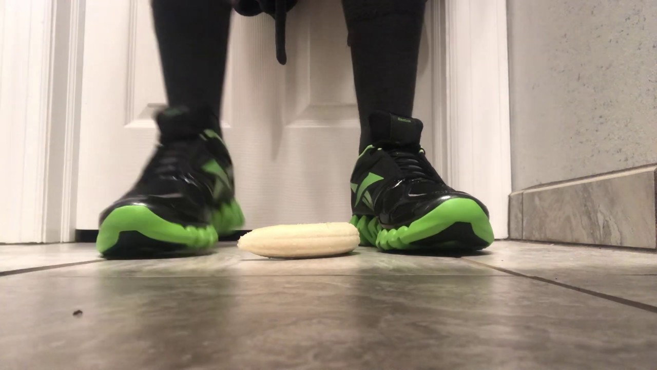 Stomping on banana with sneakers - YouTube