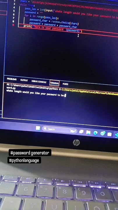 Code To Generate Password By Python 💻 Youtube