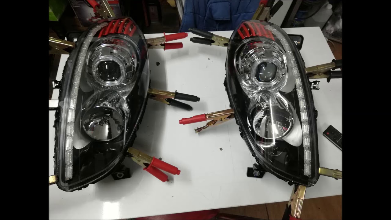 LİNEA Bİ XENON MERCEK KARE CİFT RENK ANGEL HALKA KRISTAL KAYAN LED VE ...