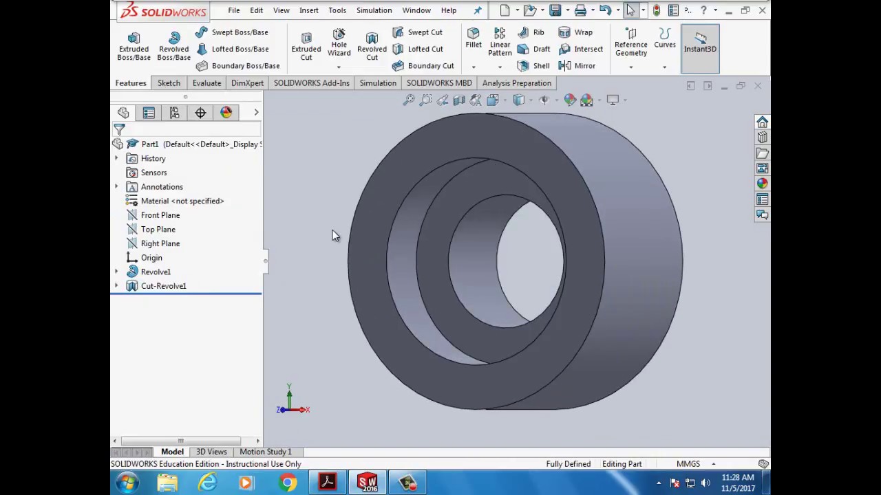 SolidWorks Mountainboard Lesson 4:Revolved Features The Wheel Hub - YouTube