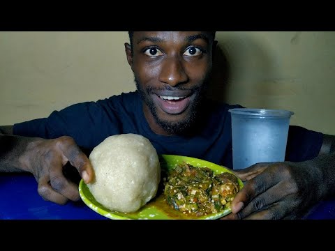 Mukbang Asmr Okra Soup and Eba | Nigeria Food Mukbang