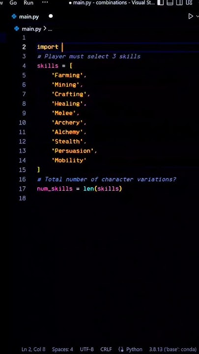 Character Customization in Python#python #coding - YouTube