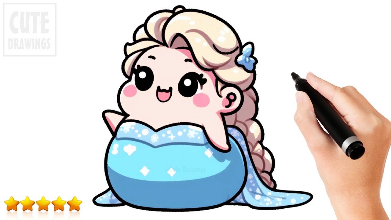 Easy Step by Step: How to Draw Elsa from Frozen Tutorial (Fat Version ...
