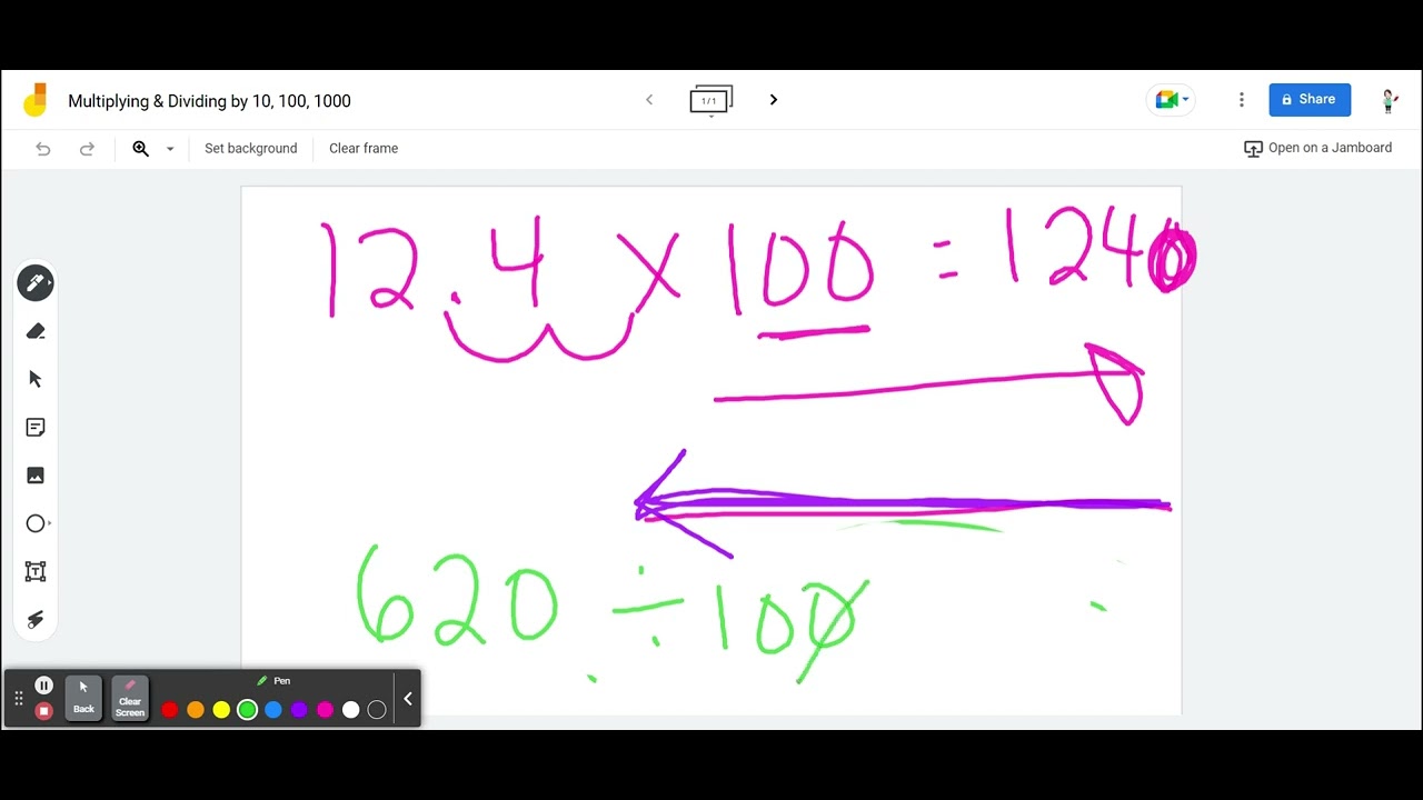 Multiplying & Dividing by 10, 100, 1000 - Google Jamboard - YouTube