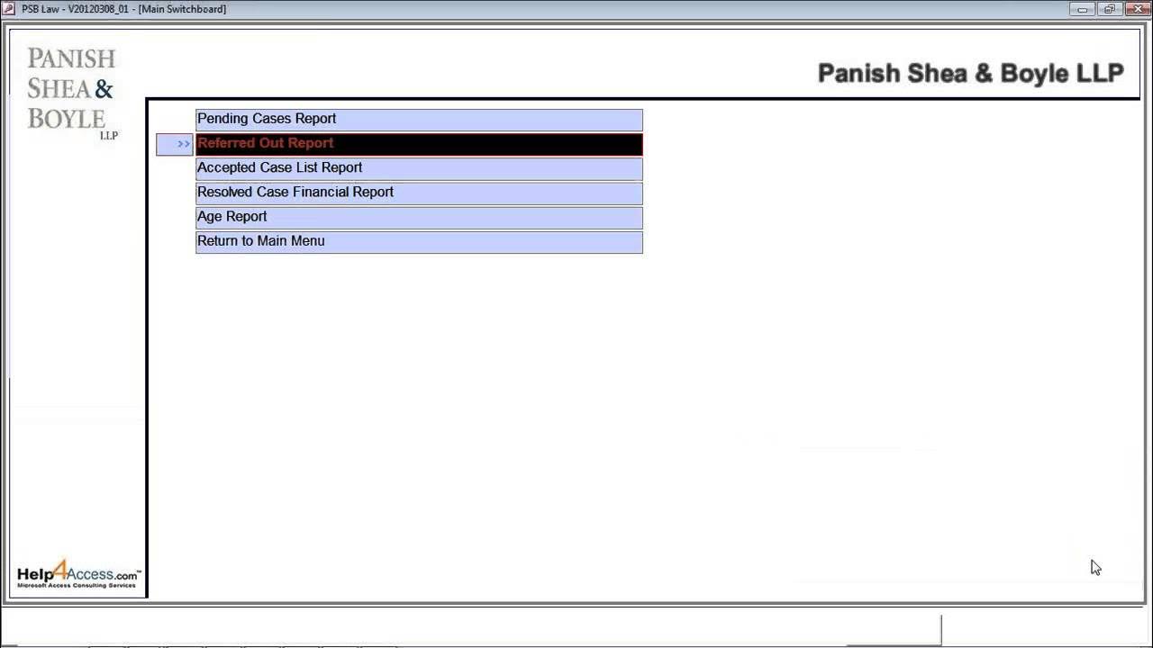 Help4Access (Microsoft Access Database Development) - Demo - PSB Law - YouTube