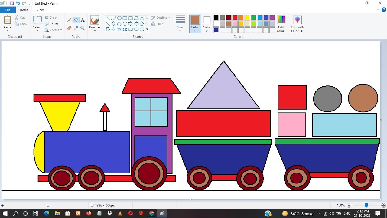 How to draw train for kids, Painting for kids, color fillup in train ...
