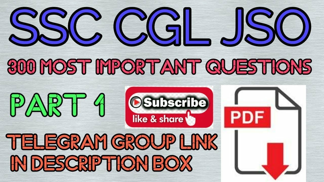SSC CGL JSO 2021!! 300 Most Important questions series part 1 - YouTube
