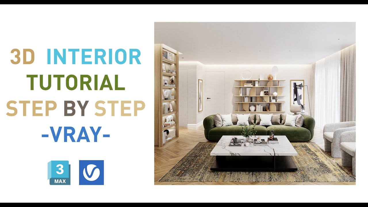 3d interior design tutorial in Vray | 3d modeling | vray materials | 3d ...