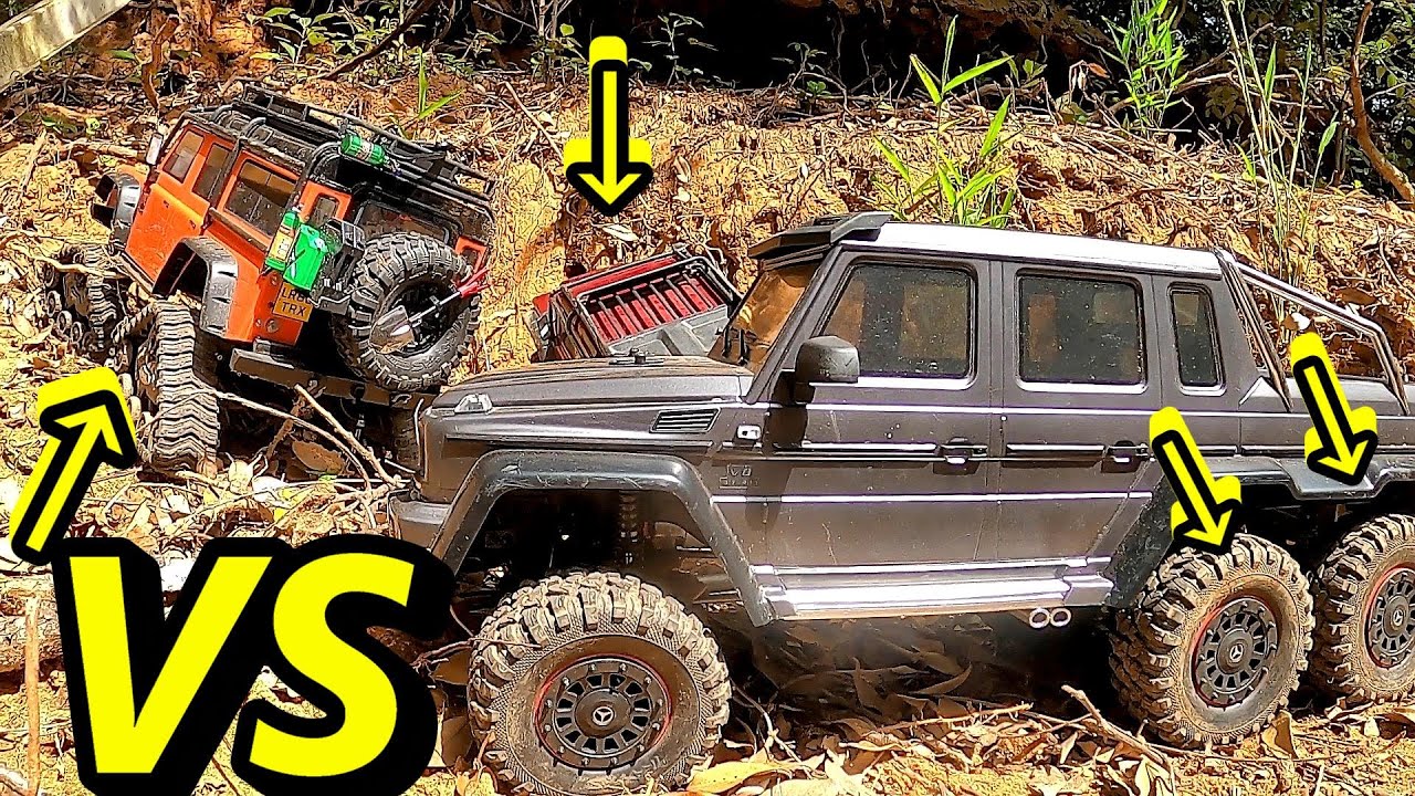 Traxxas TRX6 VS TRX4 with Track set and TRX4 Battle on Slippery, mud ...