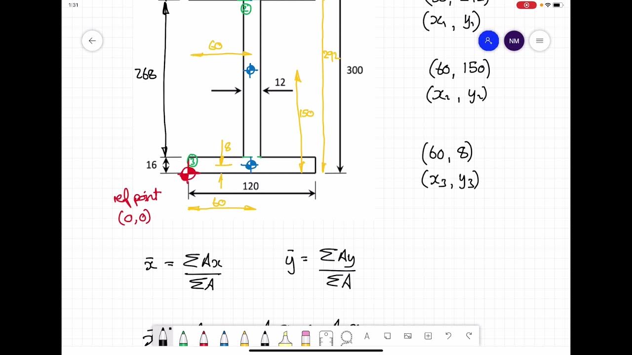 Calculating the position of the Centroid - Example 3 - YouTube