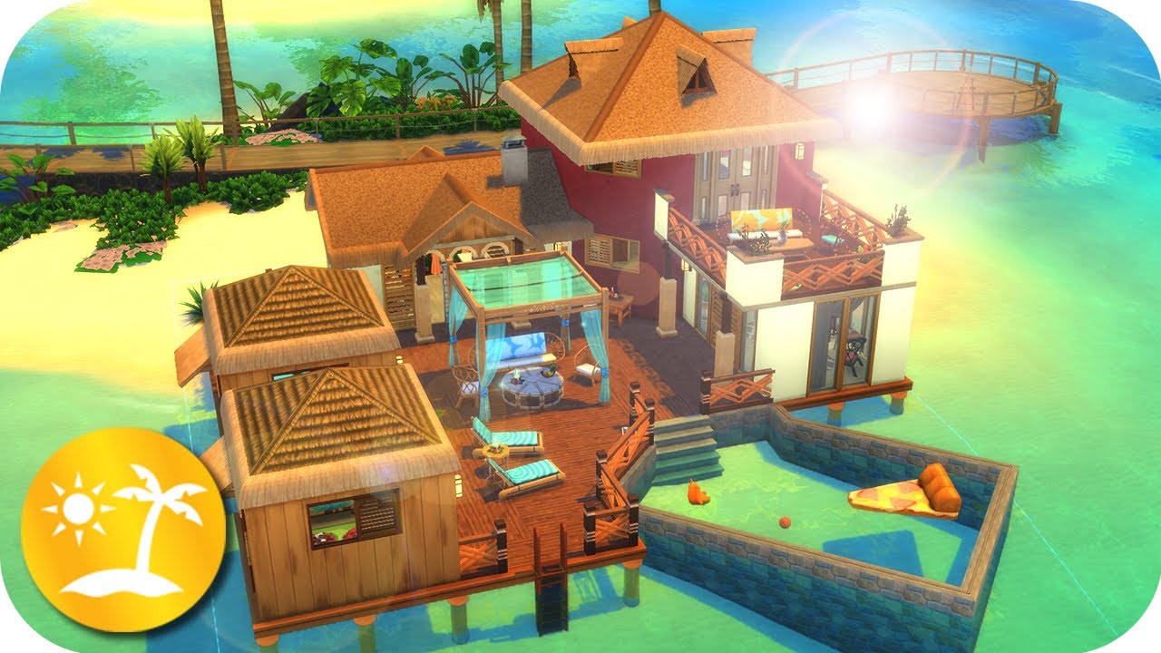 HERMOSA CASA DE PLAYA CON PISCINA | Los Sims 4 Vida Isleña Speed Build ...