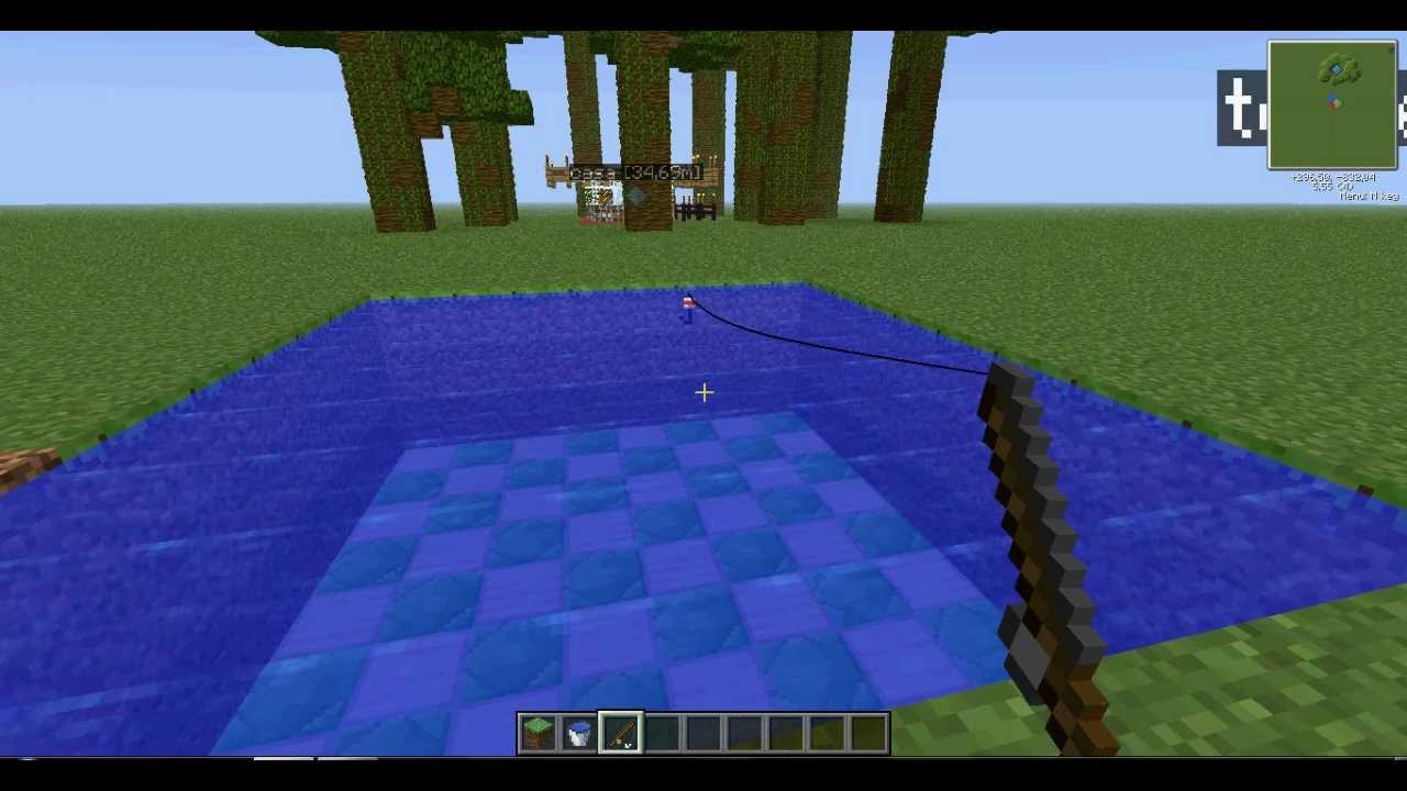 como fazer um lago com peixe no minecraft - YouTube